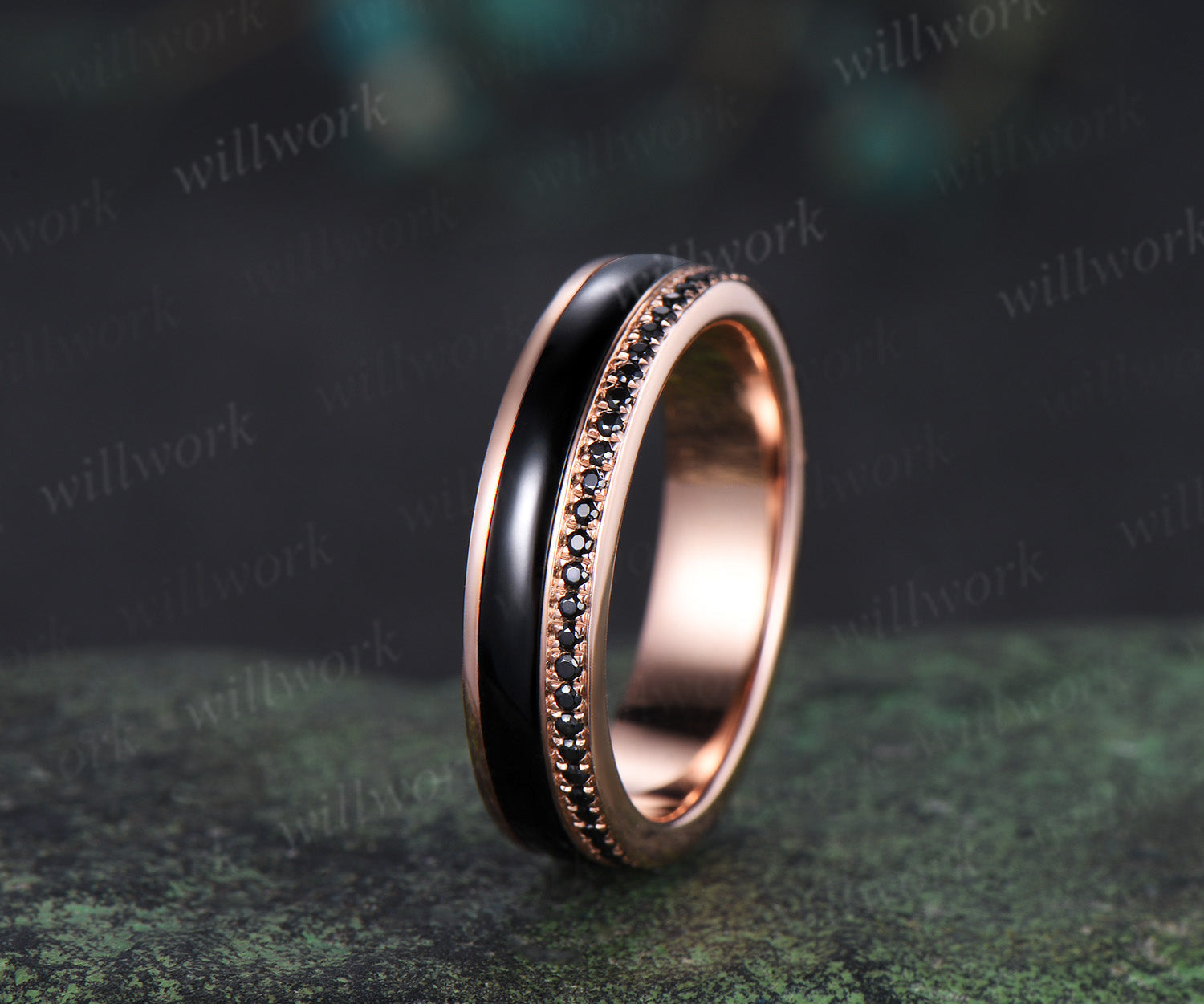 Mens Onyx Wedding Band