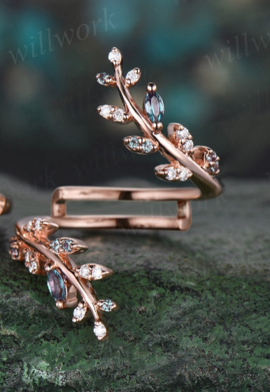 Twig oval cut moss agate engagement ring nature inspired leaf alexandr – WILLWORK JEWELRY