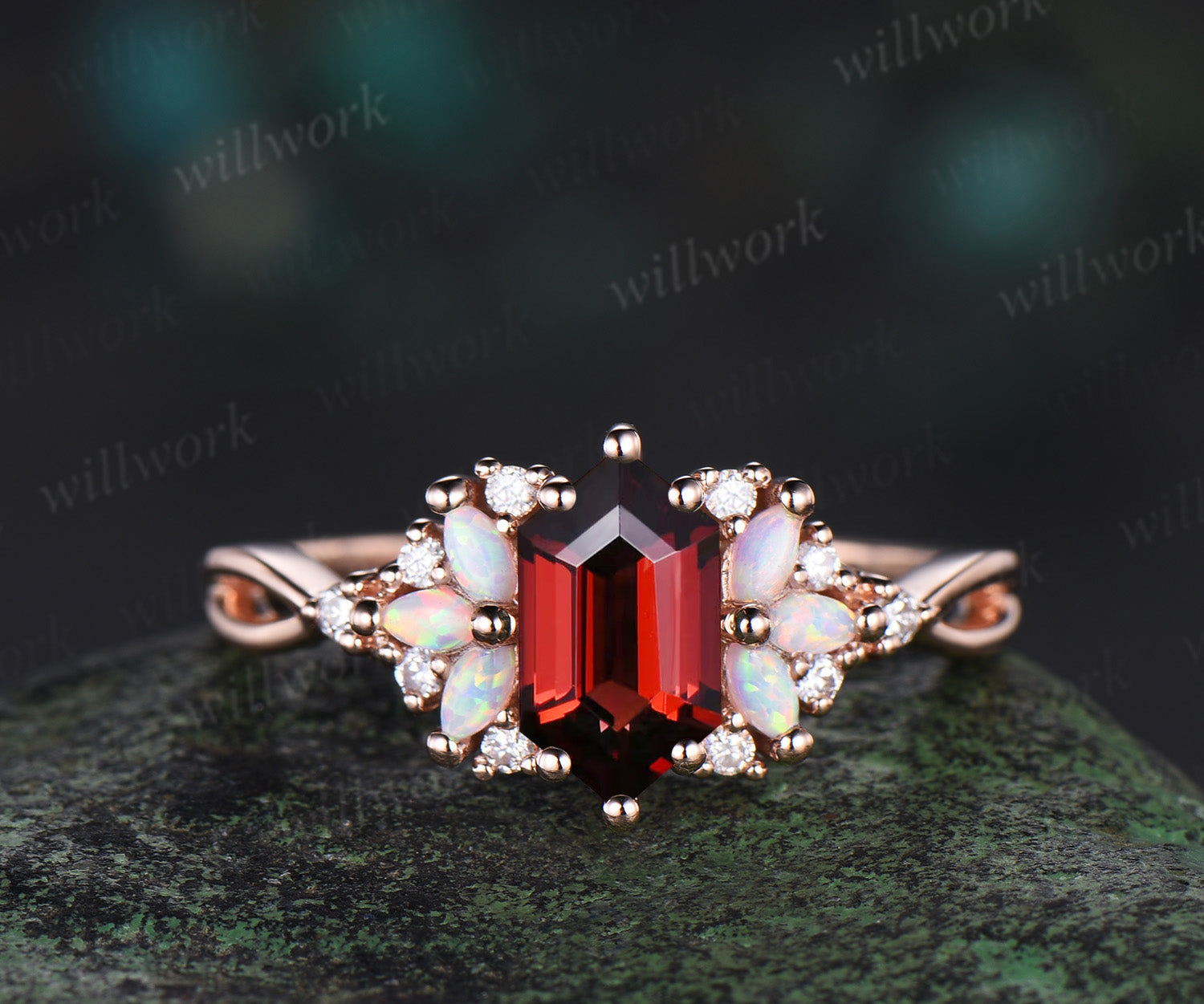 Garnet and opal engagement rings store