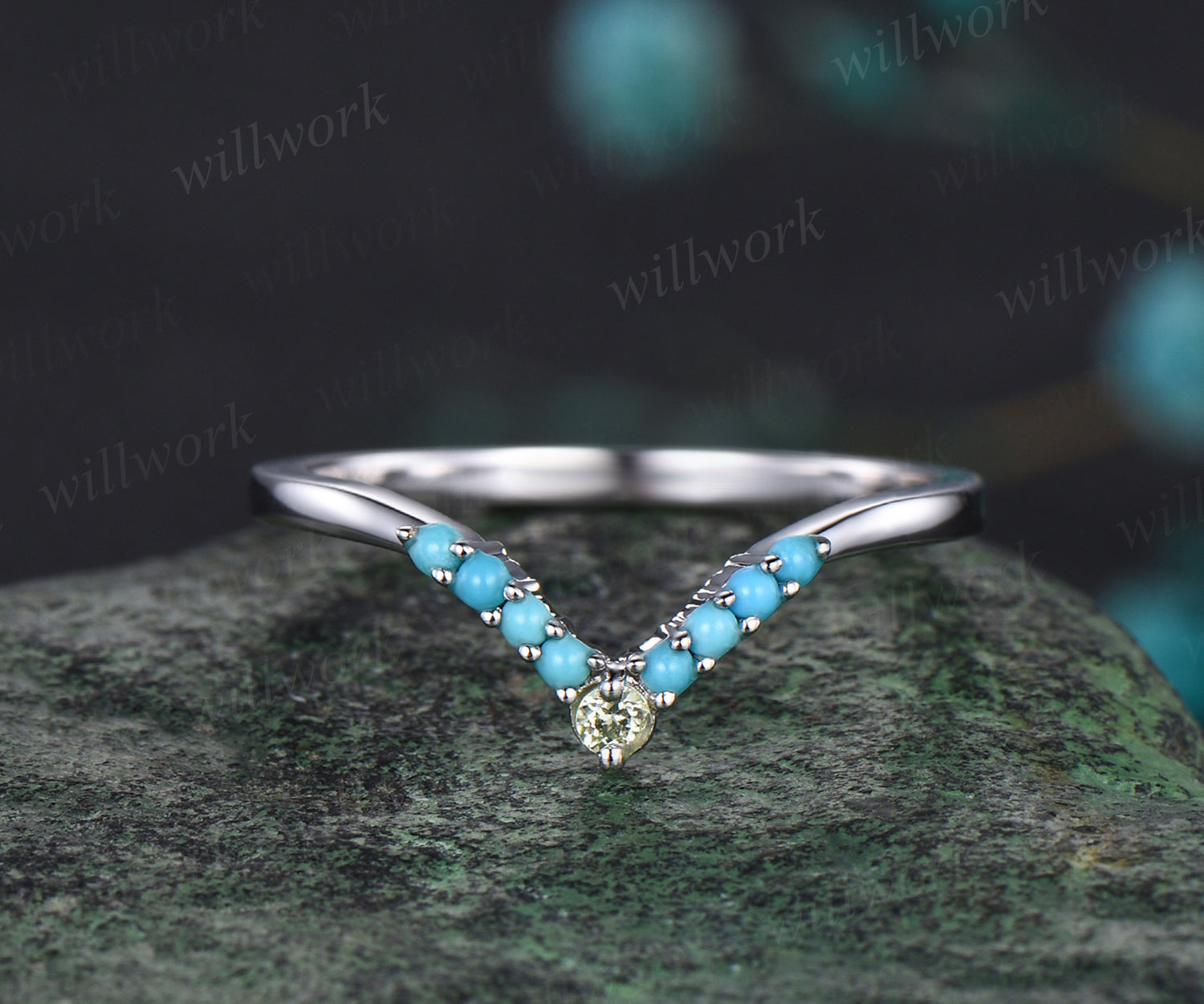 Princess Cut Alexandrite Engagement Ring Set Natural Peridot Turquoise ...