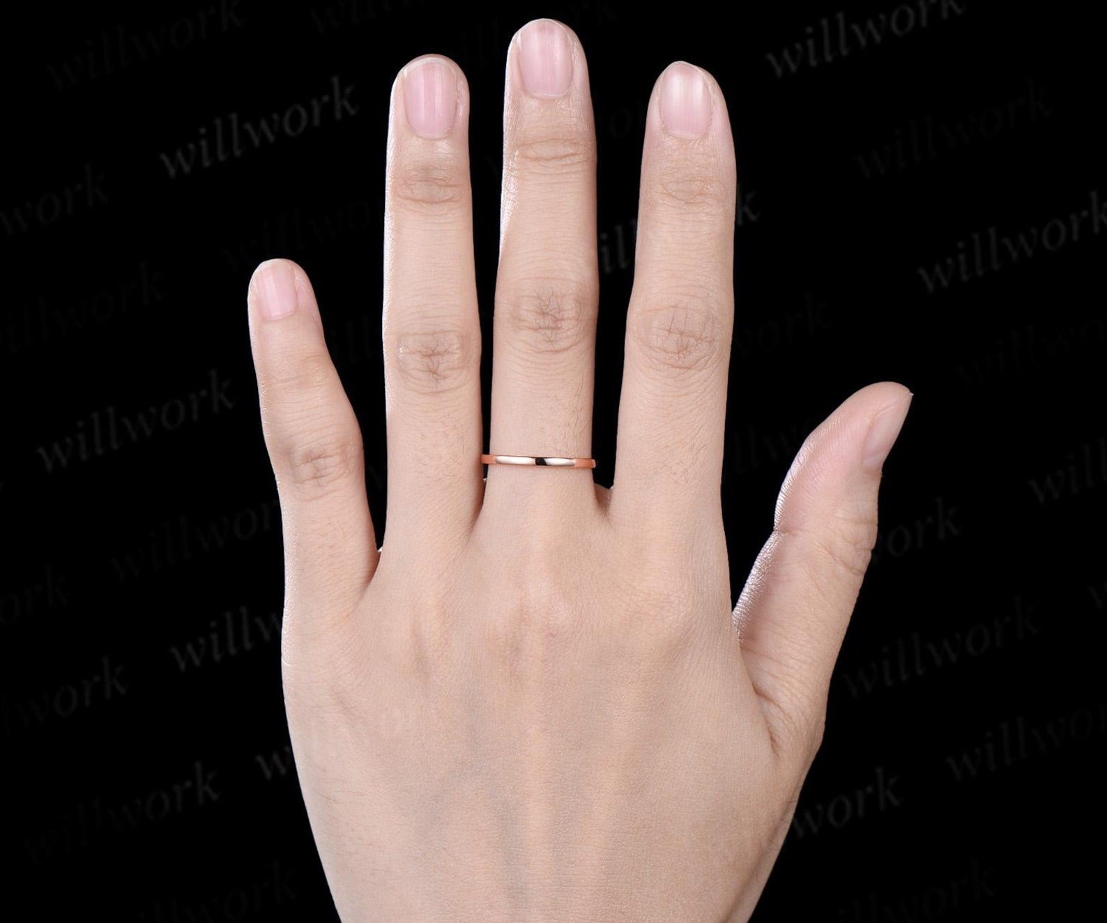 Only The Plain Gold Wedding band handmade 14K Rose Gold Ring Stacking band Full Eternity Ring 18K Rose Gold