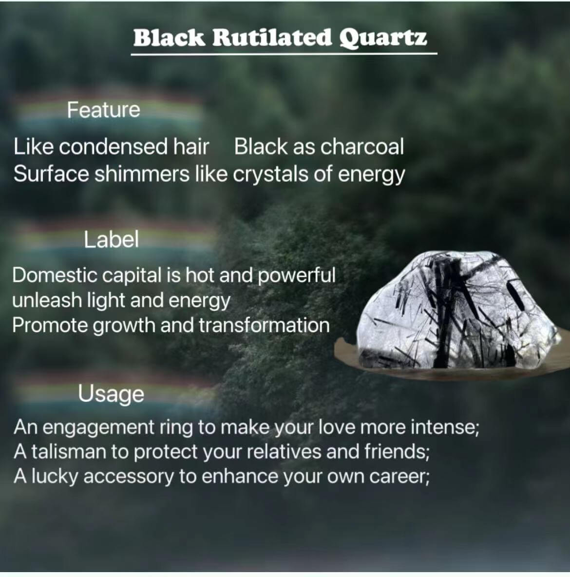 Black rutilated quartz meaning store