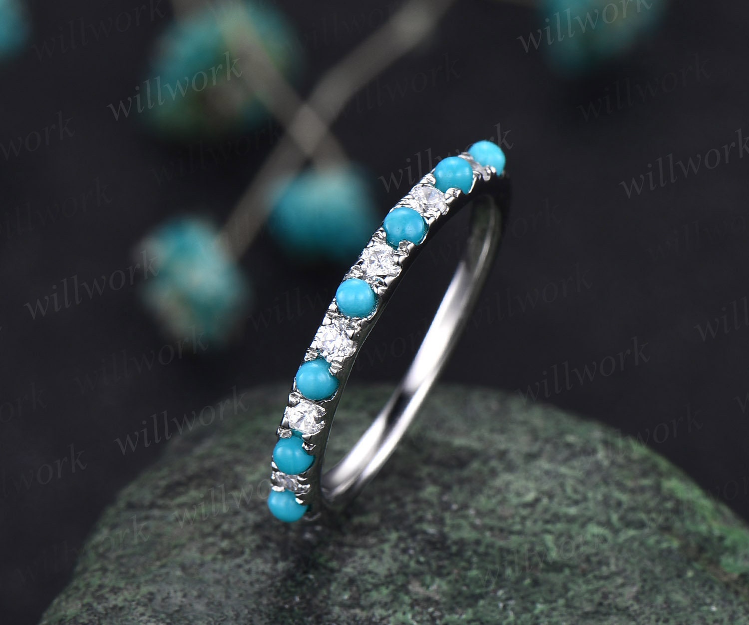 Turquoise wedding ring turquoise wedding band vintage Turquoise ring w ...