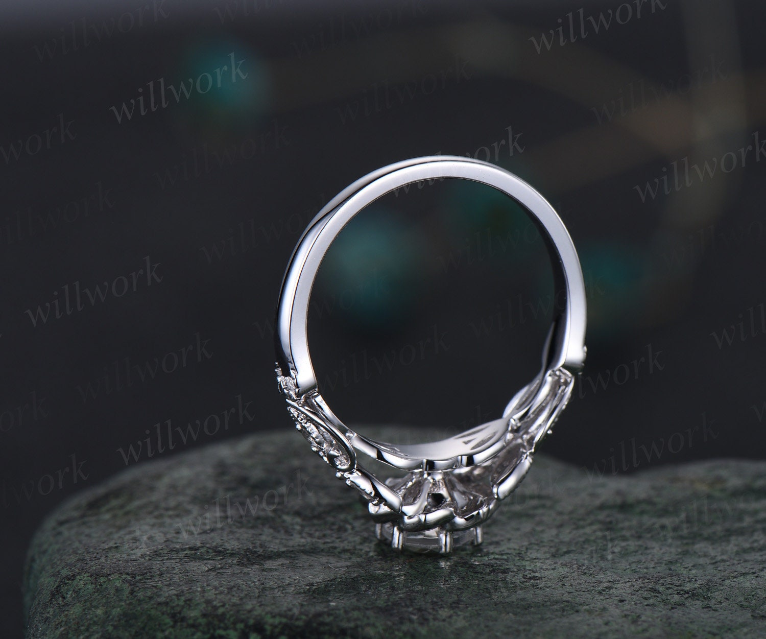 Round Alexandrite ring vintage rose gold butterfly floral engagement r ...